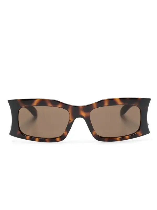Balenciaga Rectangle-frame Sunglasses - Brown