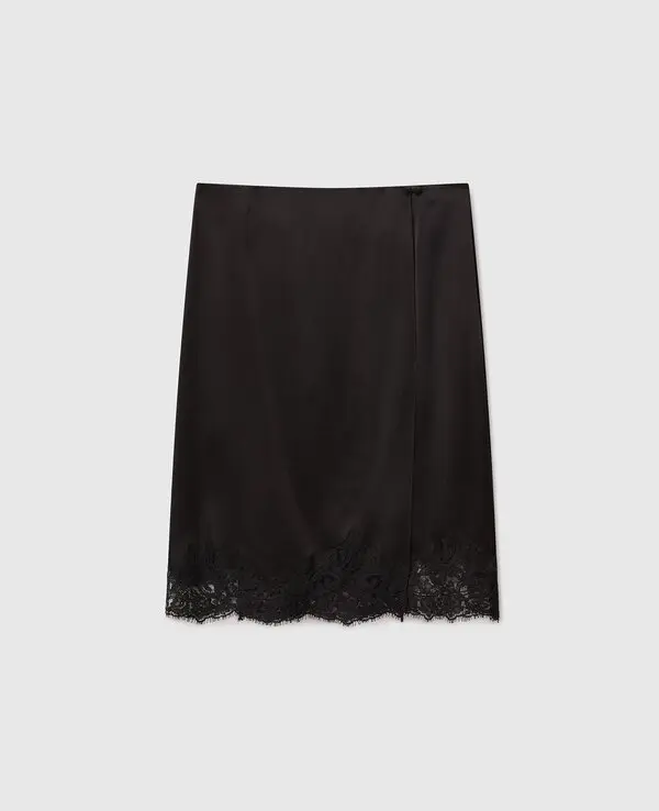 Stella McCartney Lace Satin Midi Skirt - Black