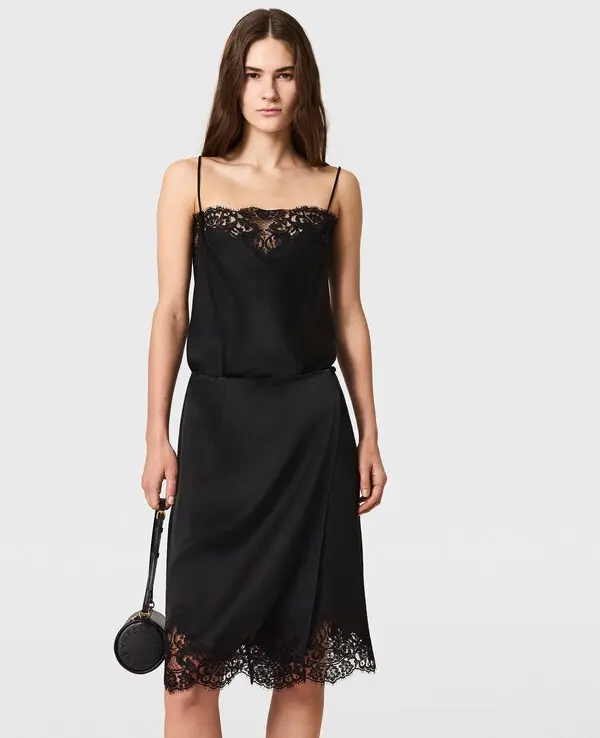 Stella McCartney Lace Satin Midi Skirt - Black