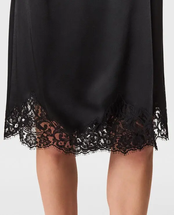 Stella McCartney Lace Satin Midi Skirt - Black