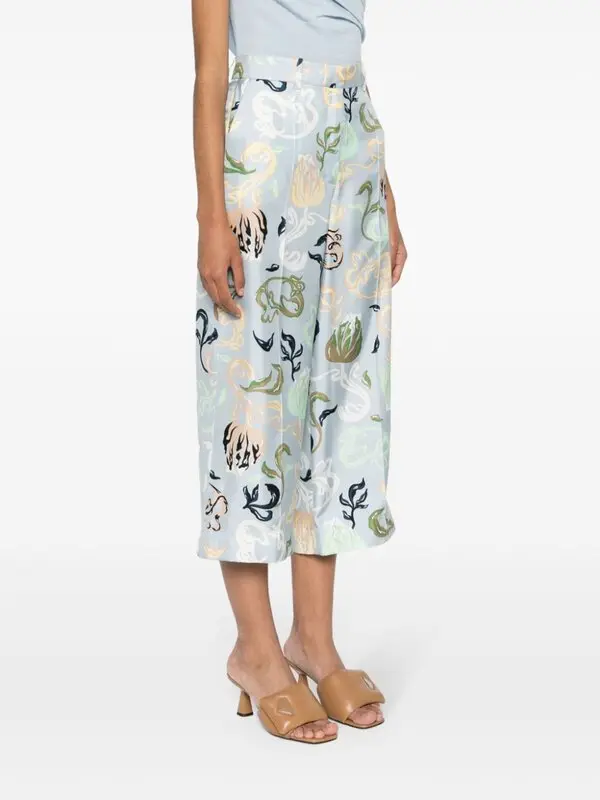LANVIN Graphic-print Cropped Trousers