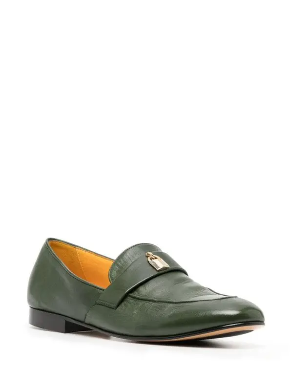 MADISON MAISON Lock Leather Loafers - Green