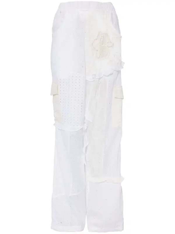 CAVIA Panelled Broderie-anglaise Cargo Trousers