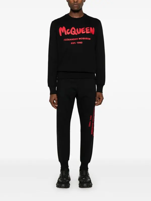 Alexander McQueen Graffiti Cotton Track Pants - Black