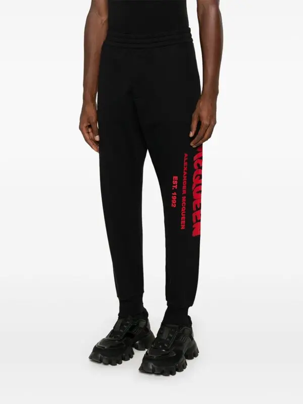 Alexander McQueen Graffiti Cotton Track Pants - Black