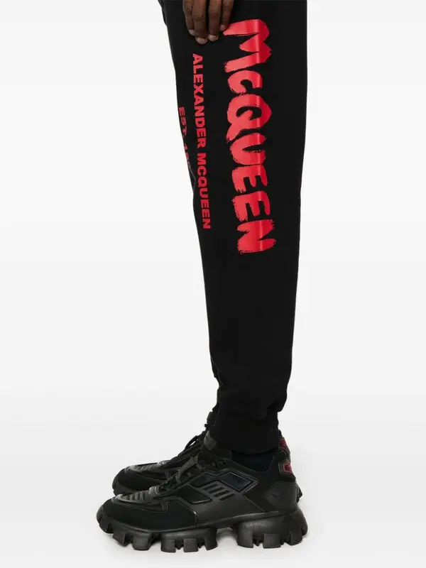 Alexander McQueen Graffiti Cotton Track Pants - Black