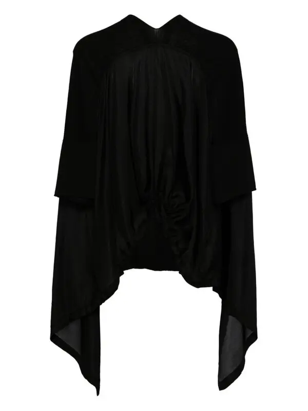 Masnada Draped Hi-lo Blouse - Black