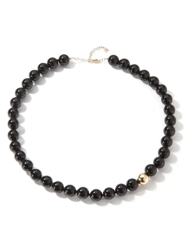 Mateo 14kt Yellow Gold Onyx Choker Necklace - Black