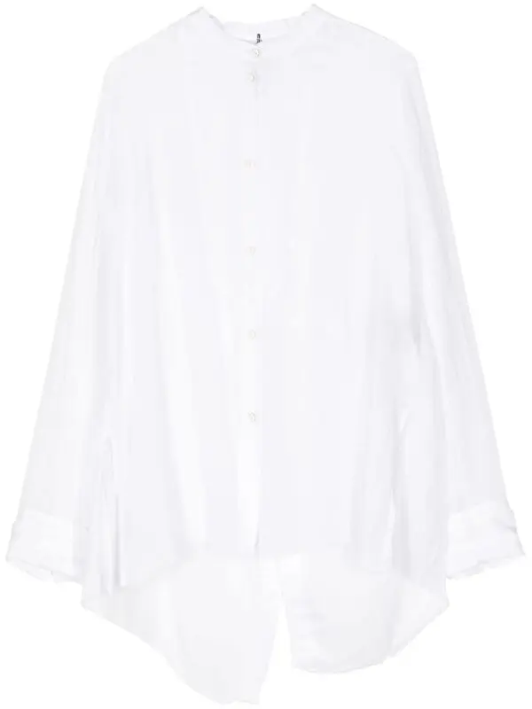 Masnada Semi-sheer Band Collar Shirt