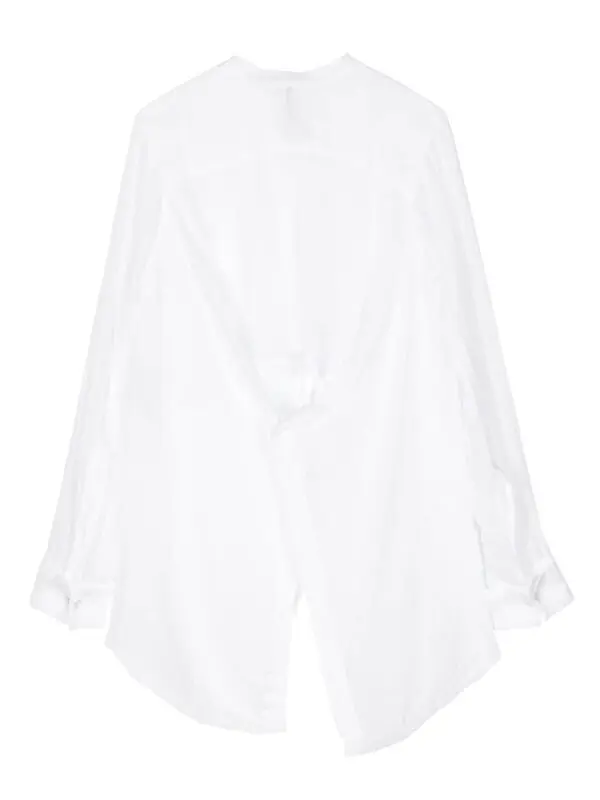 Masnada Semi-sheer Band Collar Shirt
