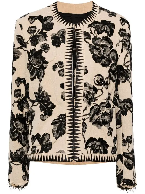 Undercover Floral-jacquard Jacket - Neutrals