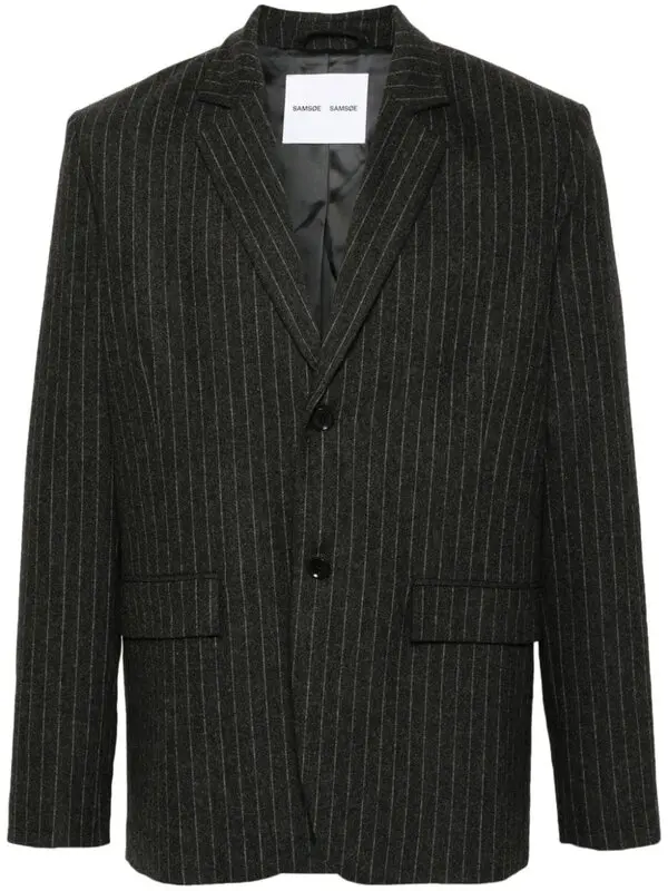 SAMSOE SAMSOE Single-breasted Pinstripe-pattern Blazer