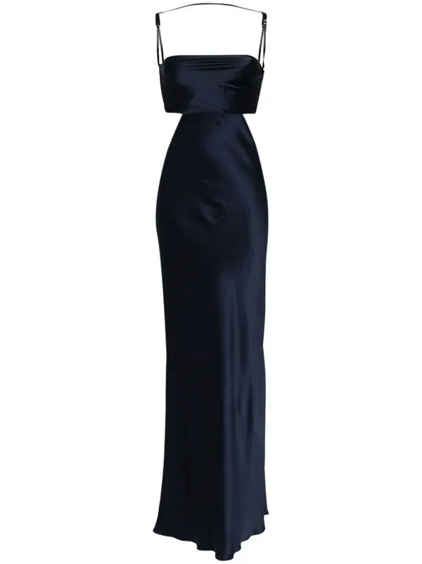 Michelle Mason Plunge Back Silk Dress - Blue