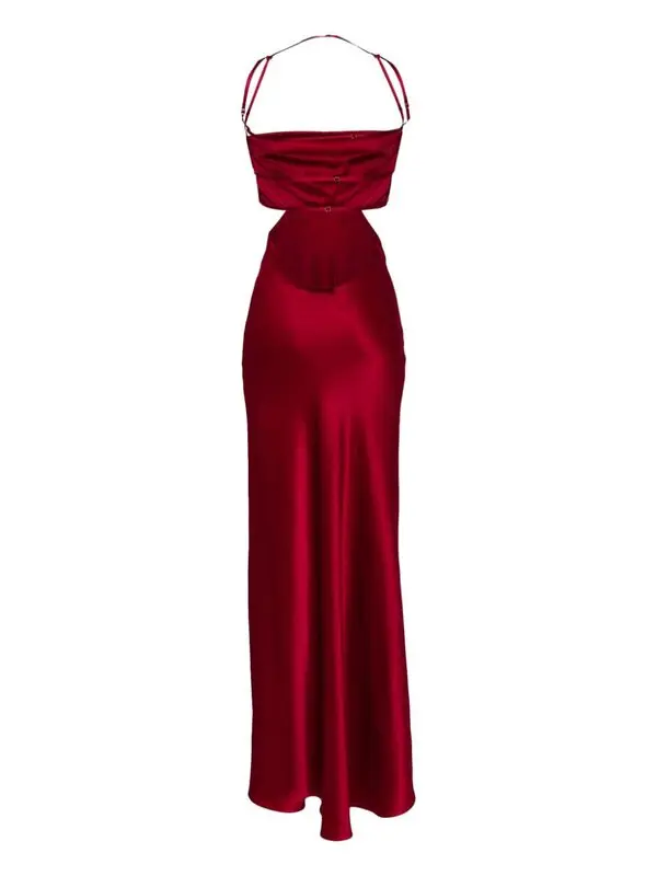 Michelle Mason Plunge Back Silk Dress - Red