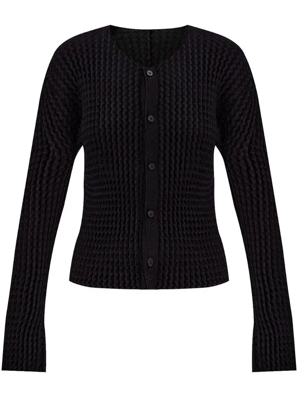 Issey Miyake Pleated Cardigan - Black