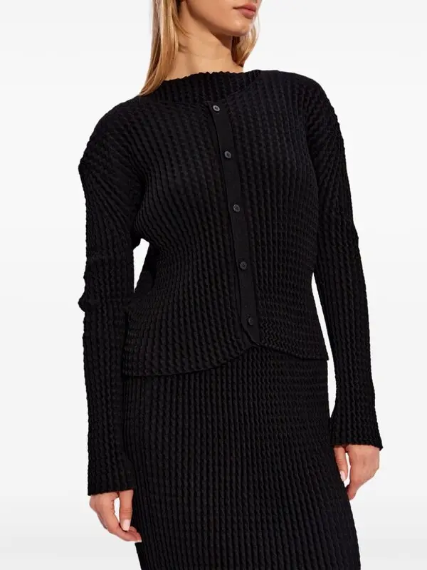 Issey Miyake Pleated Cardigan - Black