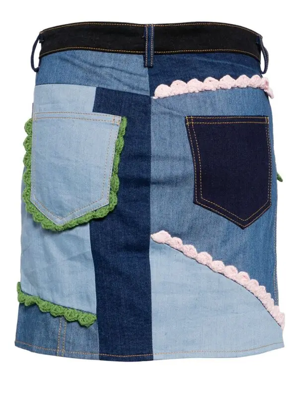 CAVIA Patchwork Denim Miniskirt