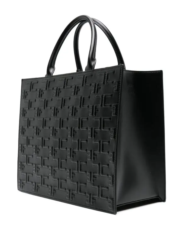 Elisabetta Franchi Bold Monogram Shopper Bag - Black