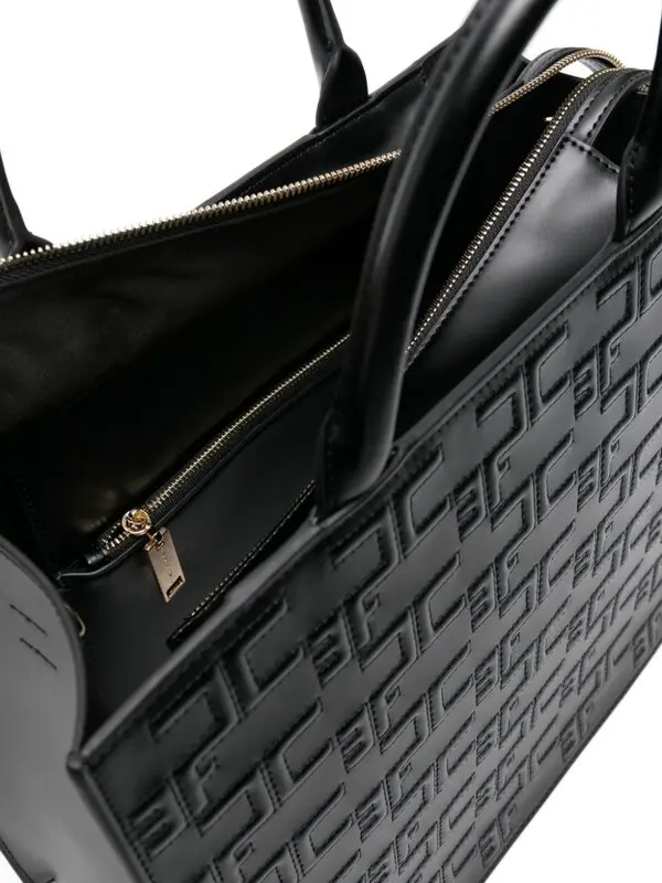 Elisabetta Franchi Bold Monogram Shopper Bag - Black