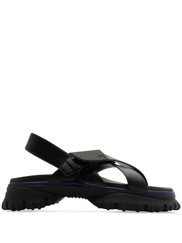 Burberry Crossover-straps Leather Sandals - Black