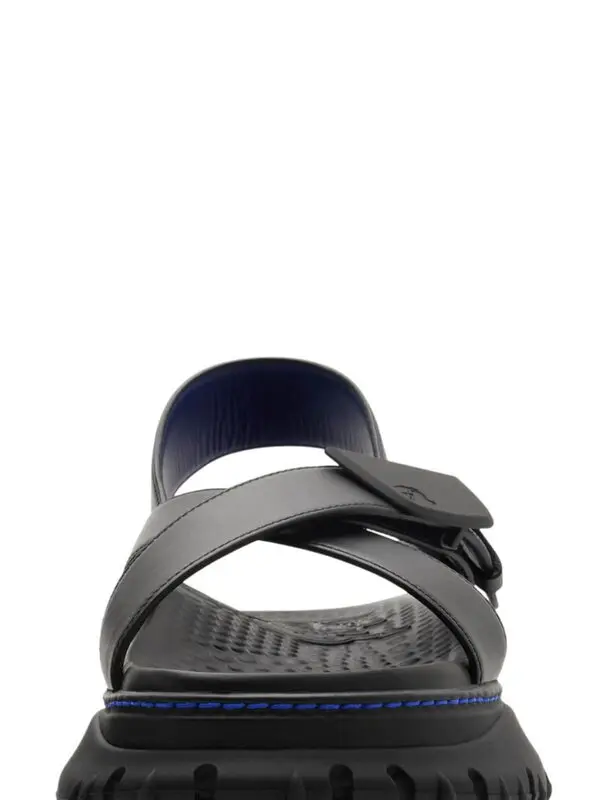 Burberry Crossover-straps Leather Sandals - Black
