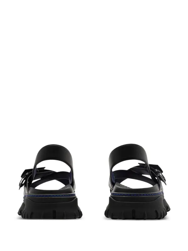 Burberry Crossover-straps Leather Sandals - Black