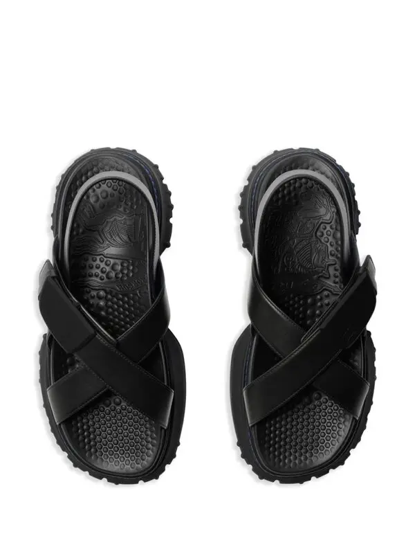 Burberry Crossover-straps Leather Sandals - Black