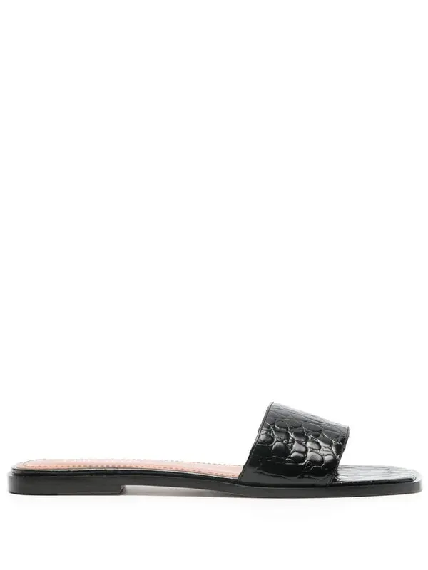 Paris Texas Crocodile-effect Leather Sandals - Black