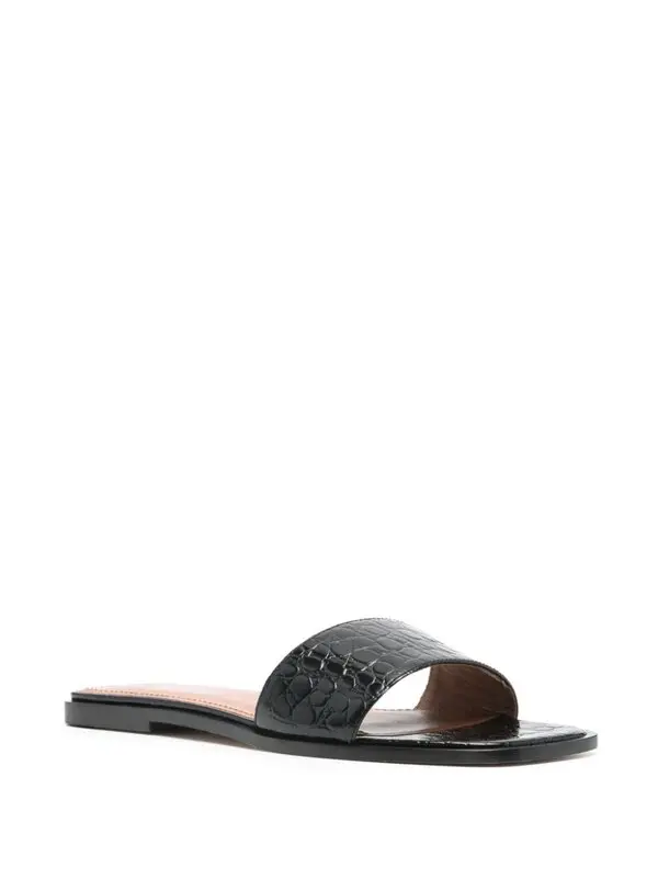 Paris Texas Crocodile-effect Leather Sandals - Black
