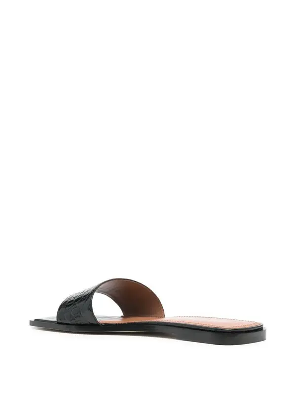 Paris Texas Crocodile-effect Leather Sandals - Black