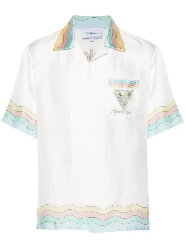 Casablanca Cuban-collar Silk Shirt