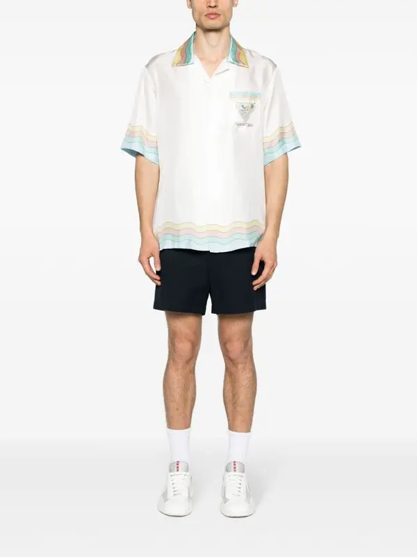 Casablanca Cuban-collar Silk Shirt
