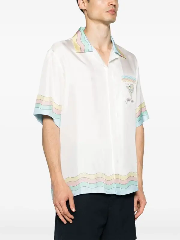 Casablanca Cuban-collar Silk Shirt