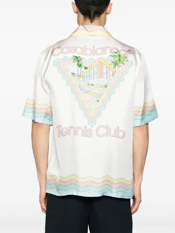 Casablanca Cuban-collar Silk Shirt