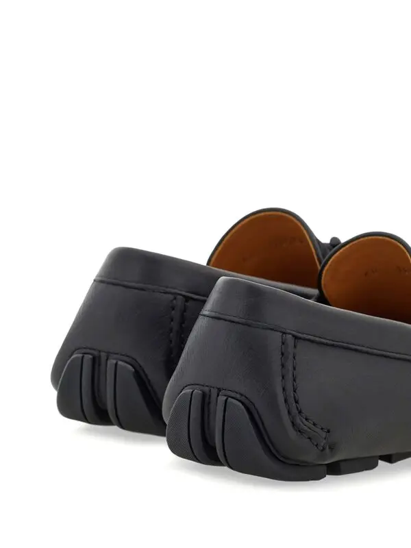FERRAGAMO Gancini-jacquard Leather Loafers - Black