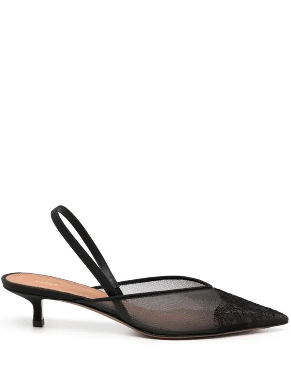 NEOUS 40mm Lace Slingback Pumps - Black