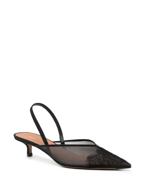 NEOUS 40mm Lace Slingback Pumps - Black
