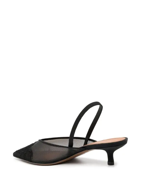 NEOUS 40mm Lace Slingback Pumps - Black