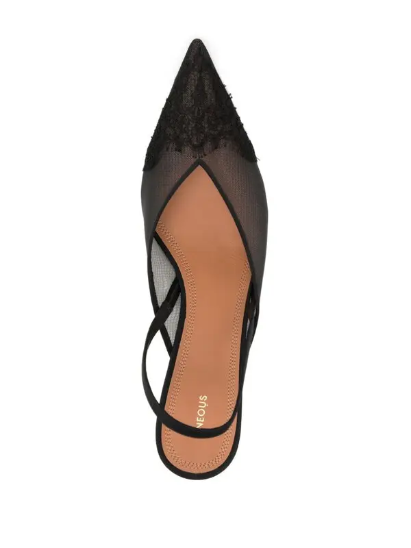 NEOUS 40mm Lace Slingback Pumps - Black