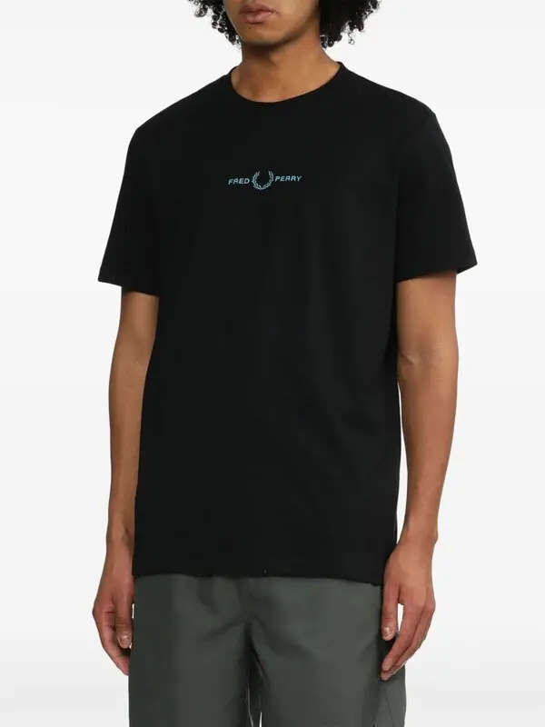 Fred Perry Logo-embroidered Cotton T-shirt - Black