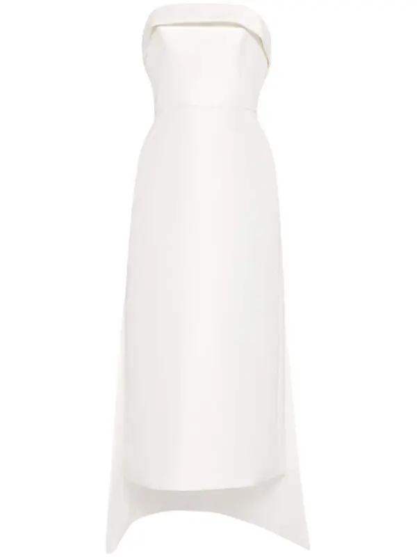 Amsale Strapless Watteau-back Dress