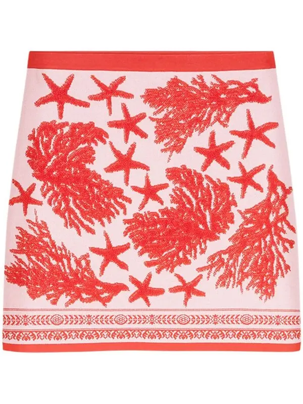 Versace Barocco Sea Knitted Mini Skirt - Red