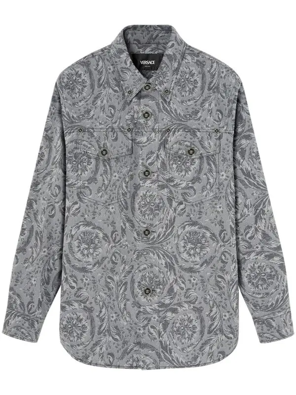 Versace Barocco Jacquard Gabardine Overshirt - Grey