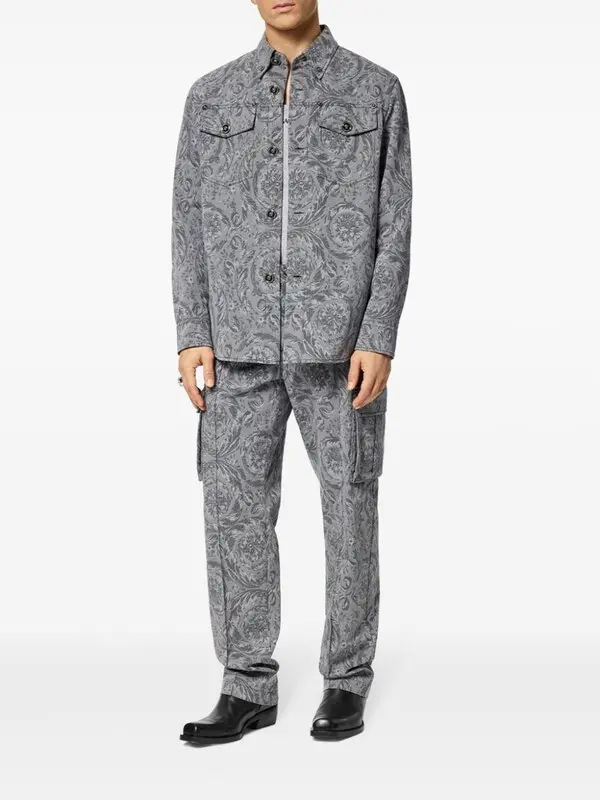 Versace Barocco Jacquard Gabardine Overshirt - Grey