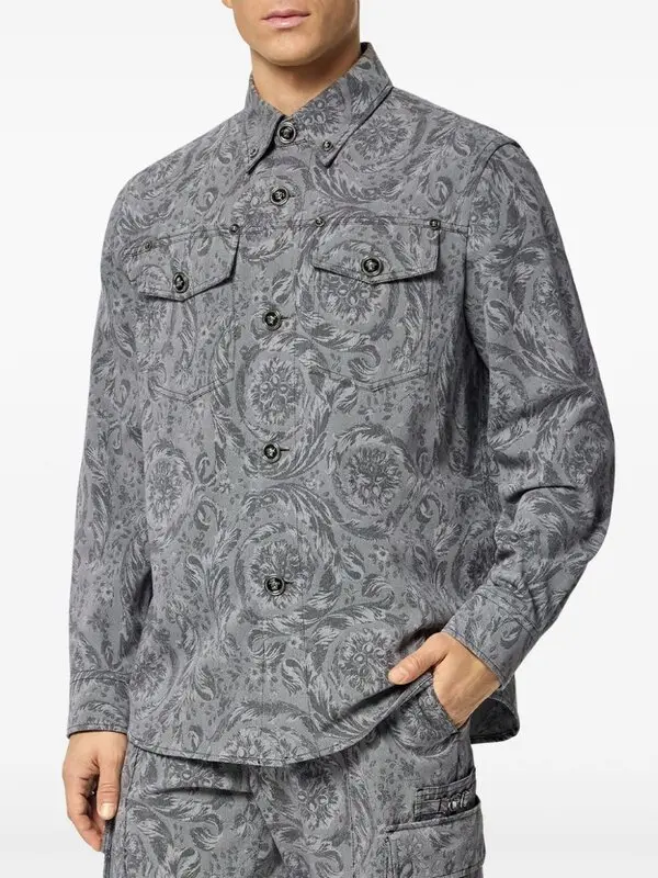 Versace Barocco Jacquard Gabardine Overshirt - Grey