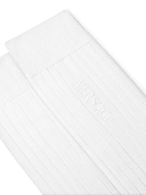 Versace Embroidered Logo Ribbed Socks