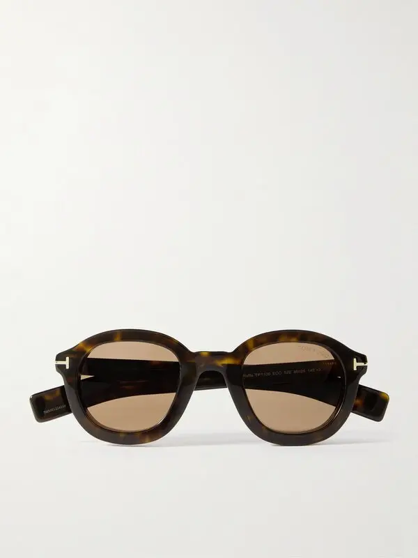 Tom Ford Raffa Round-Frame Tortoiseshell Acetate Sunglasses  display picture 2