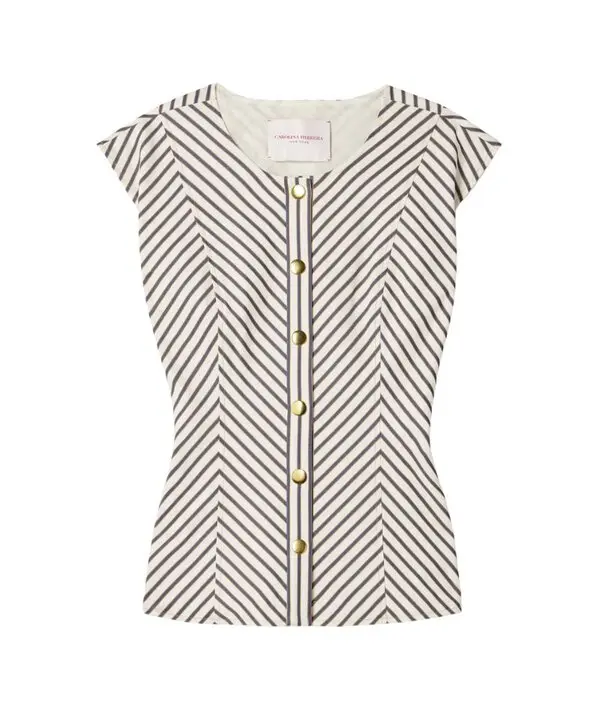 Carolina Herrera Paneled Striped Twill Top