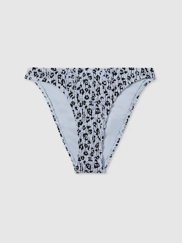 Good American Textured Leopard Print Bikini Bottom - Blue Print
