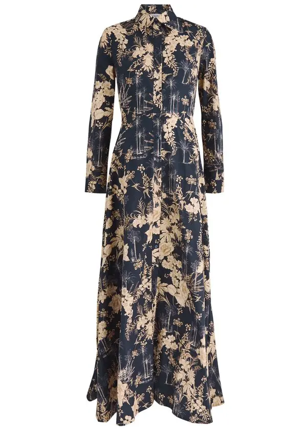 evi grintela cotton poplin maxi shirt dress Evi Grintela Nicole Belted Cotton-Poplin Maxi Dress in Blue
